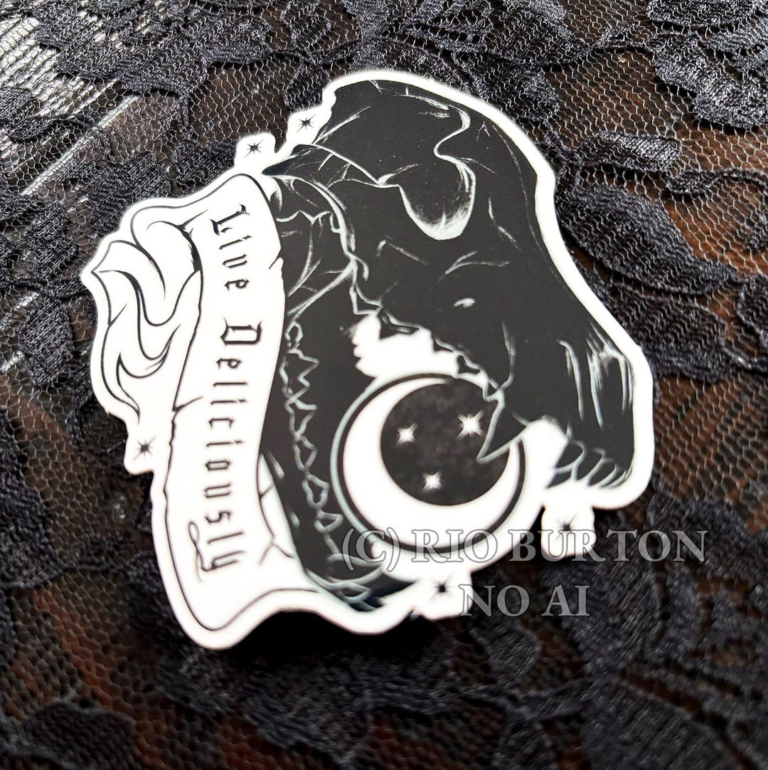 Live Deliciously Wolf Skull Sticker - Etsy