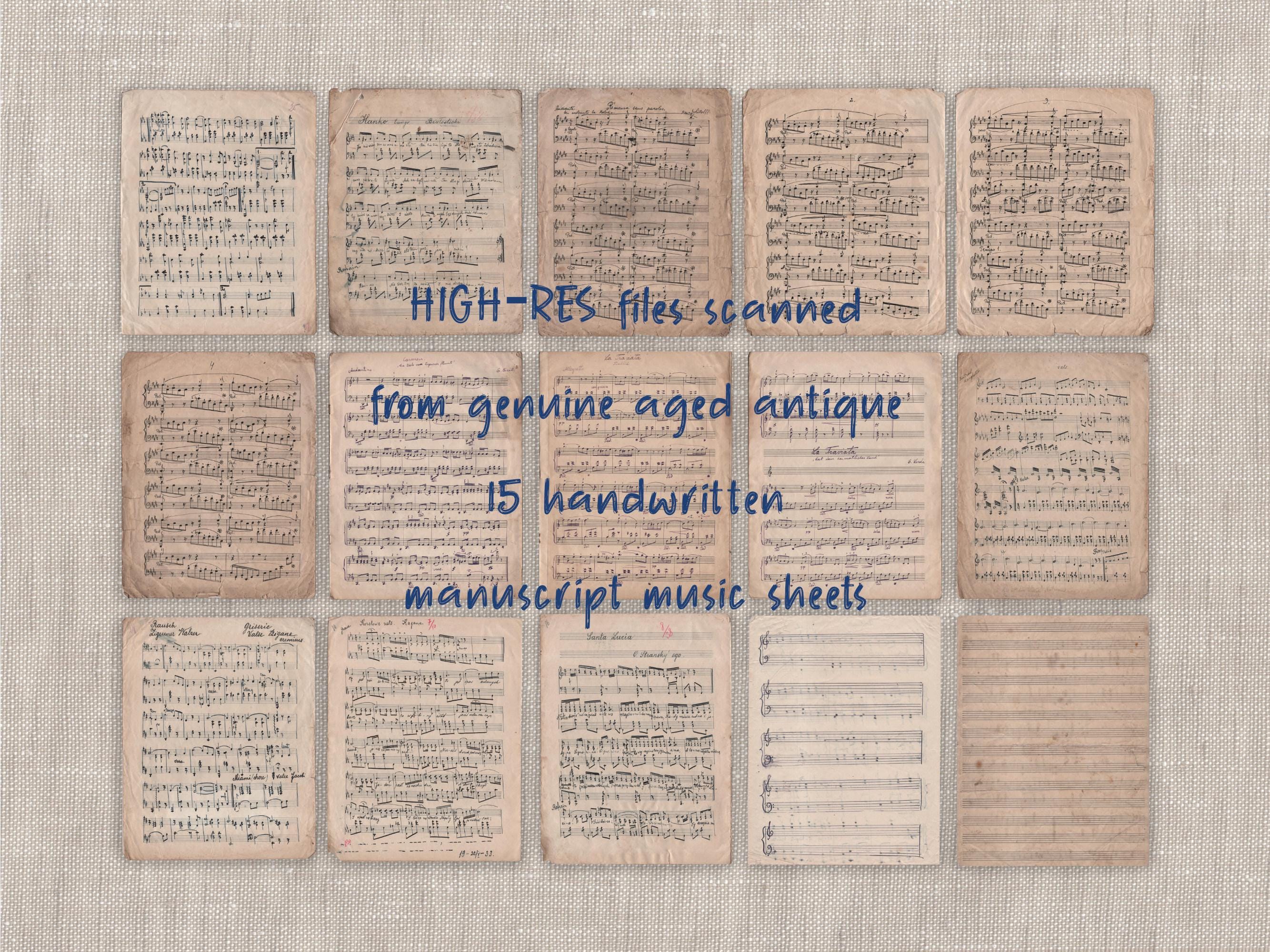 Antique Handwritten Manuscript Music Sheet Junk Journal Paper Pack - Etsy