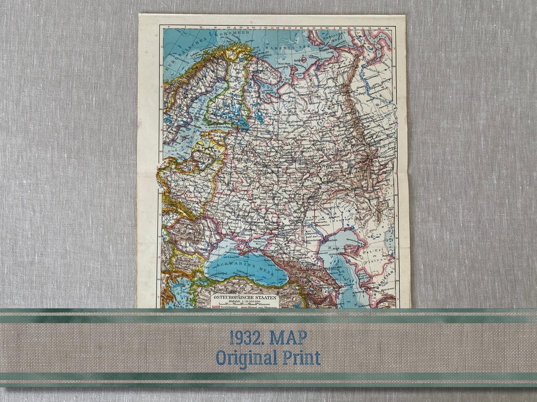 Old Map of Eastern European States Original Color Lithograph From ...
