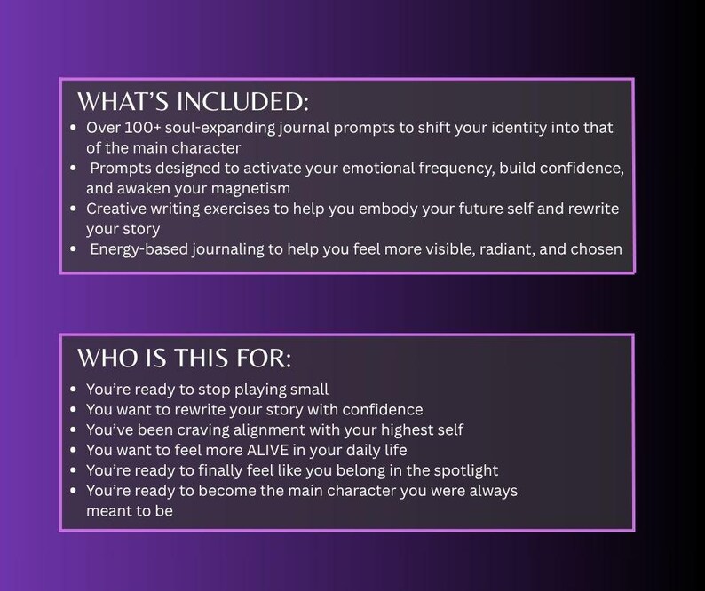 Main Character Journal. Identity Shifting Journal for Women. Workbook ...