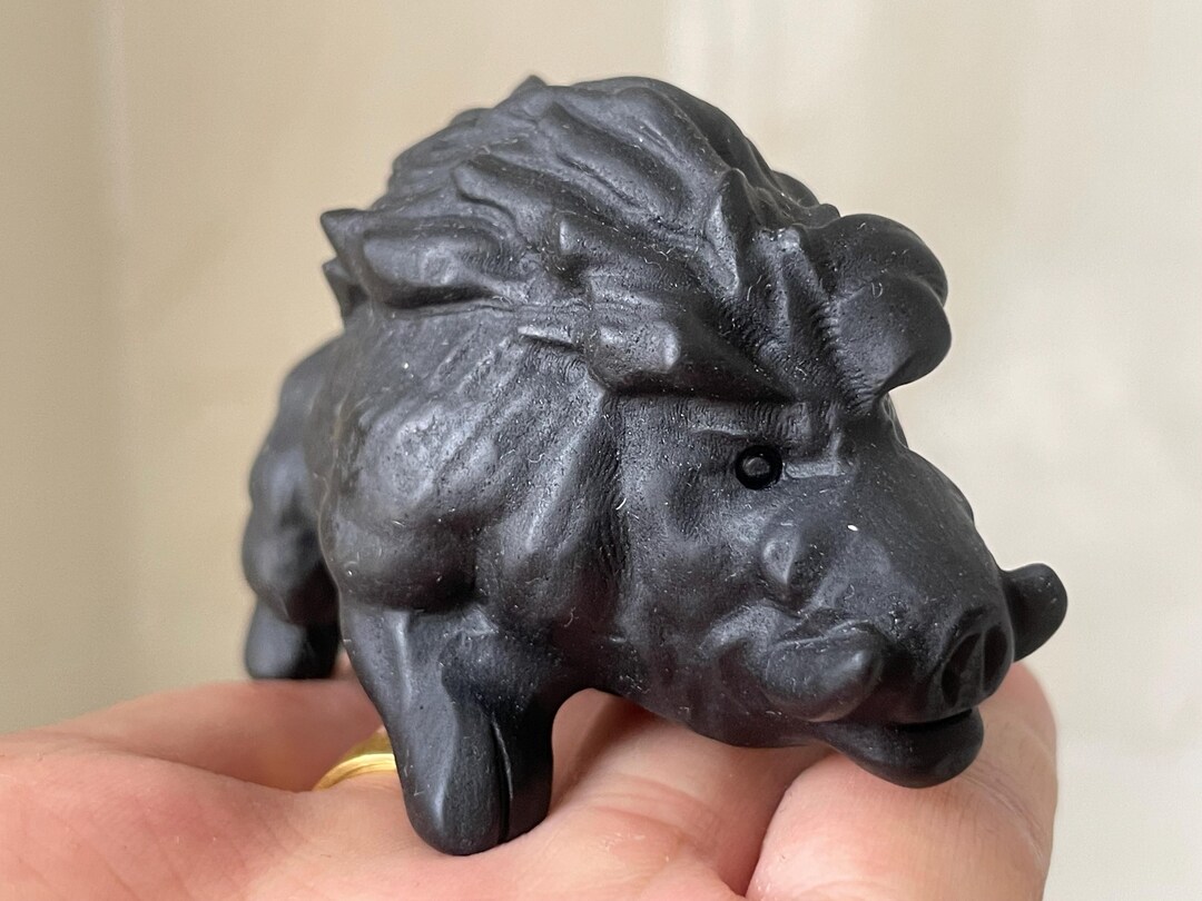 Natural Obsidian Quartz Wild Boar Carving: Crystal Home Decor - Etsy