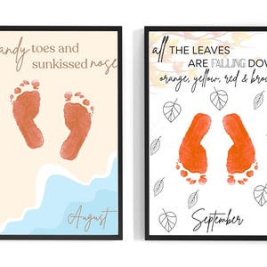 Baby Footprint Art: First Year Keepsake - Monthly Memory A4 Printables ...