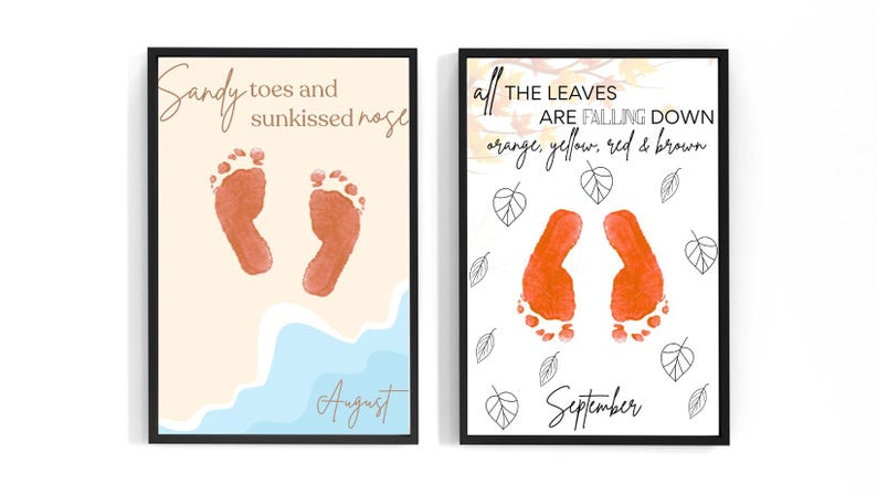 Baby Footprint Art: First Year Keepsake, Monthly Memory (PDF Download ...