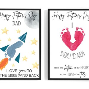 6 Printable A4 Father's Day Footprint Art | Dad, Daddy, Grandad ...