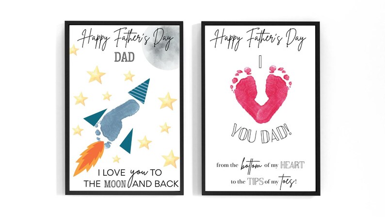 6 Printable A4 Father's Day Footprint Art | Dad, Daddy, Grandad ...