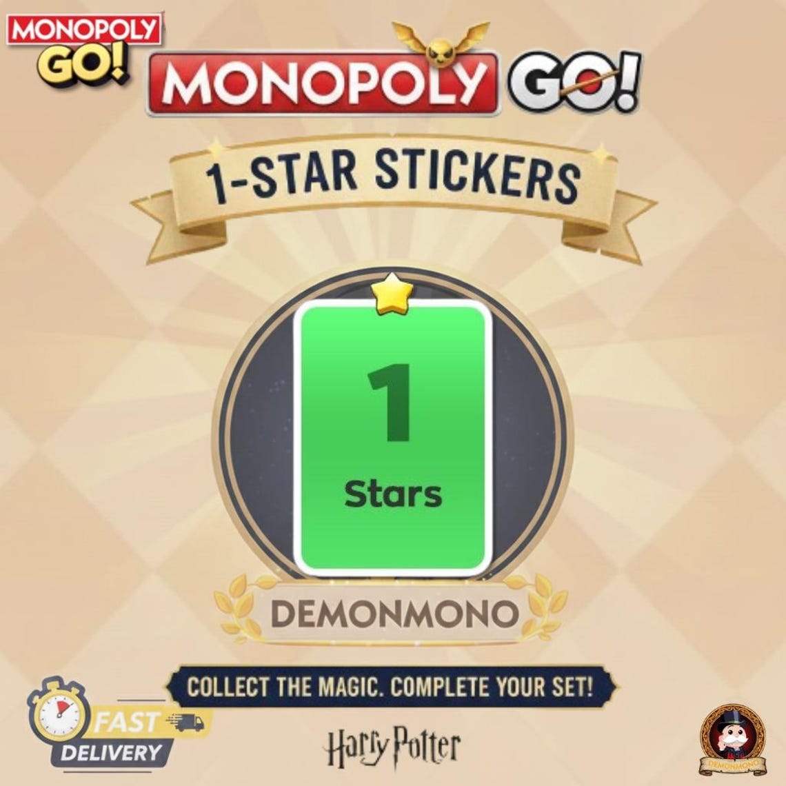 Accio 1 Star Set 3 Monopoly GO Sticker - Instant Delivery - Etsy UK