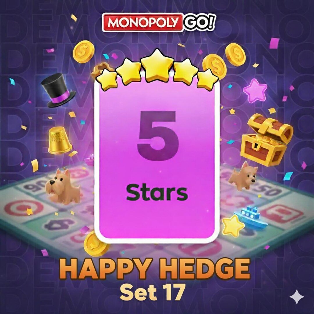 Happy Hedge Set 17 Monopoly GO 5 Star Stickers - Cozy Comforts - Etsy