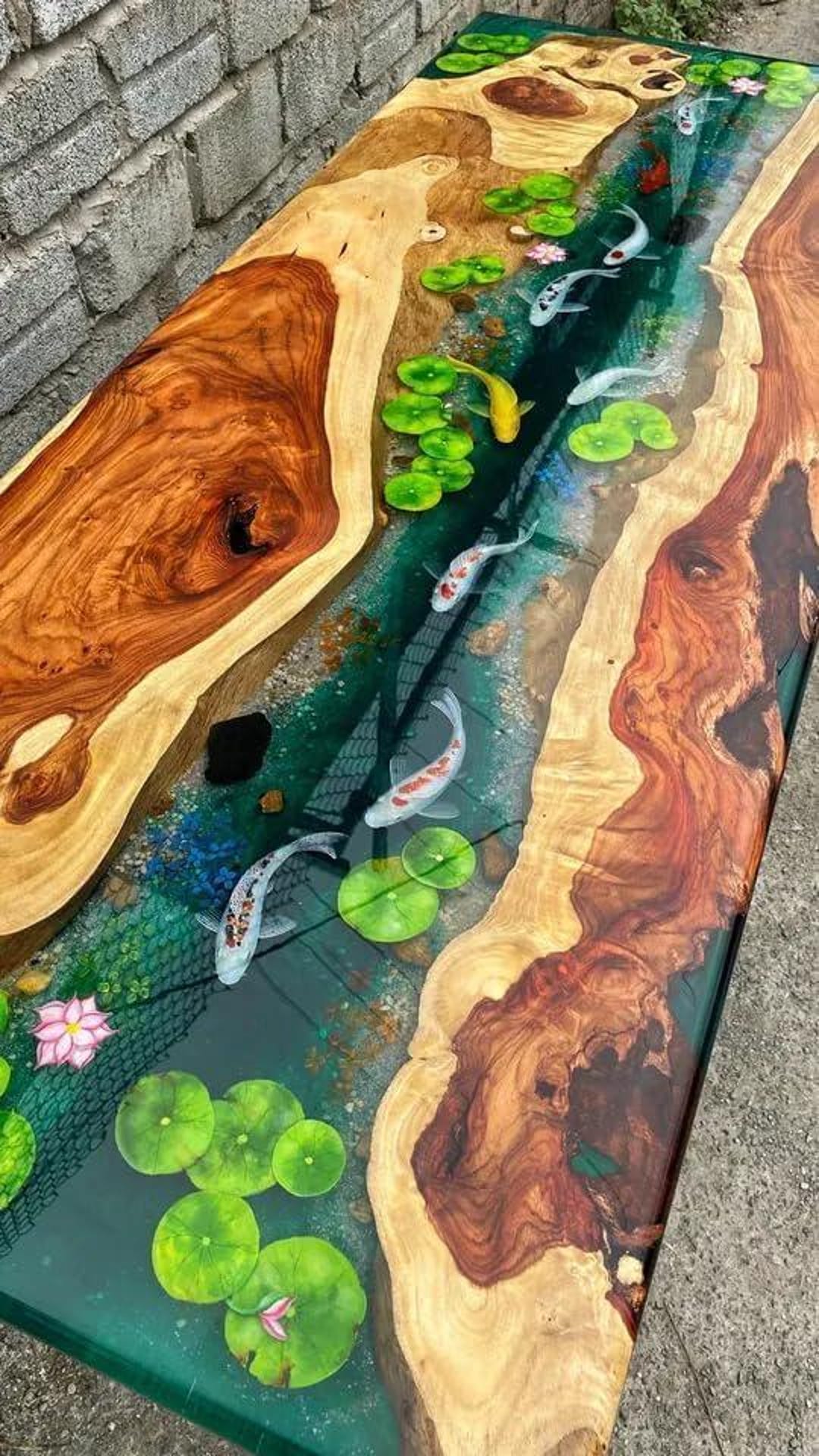 RESINHOMEFURNITURE Ocean Aquarium Epoxy Resin Table – Handmade Wood ...