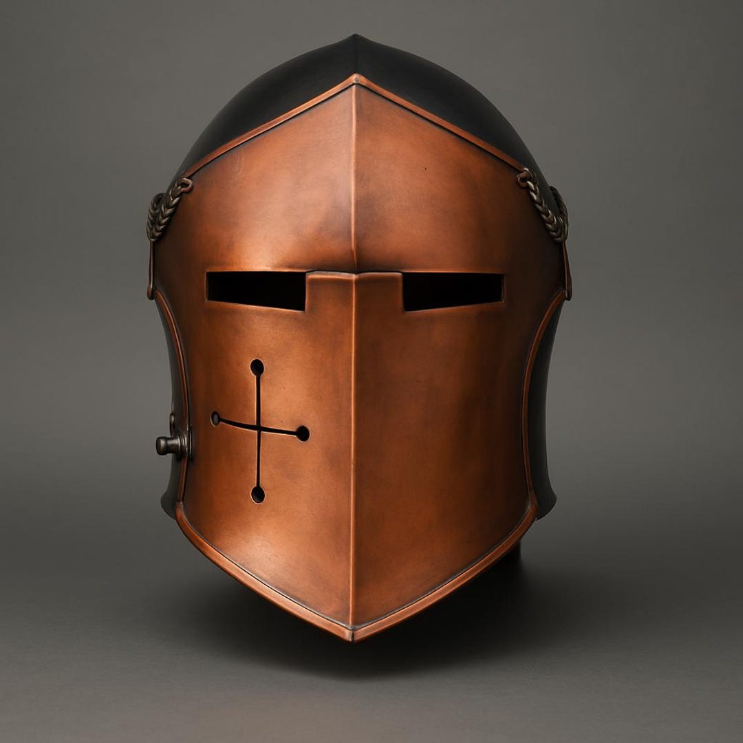 Medieval Barbuta Helmet – Antique Copper Warrior Headgear With Visor ...