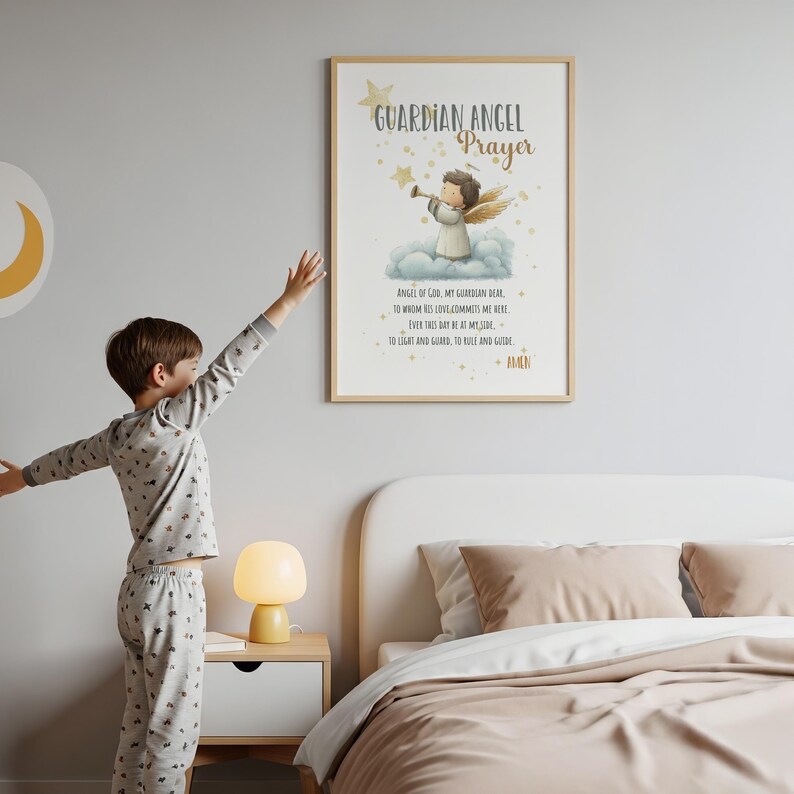 Guardian Angel Prayer Print: Watercolor Nursery Decor (digital Download ...