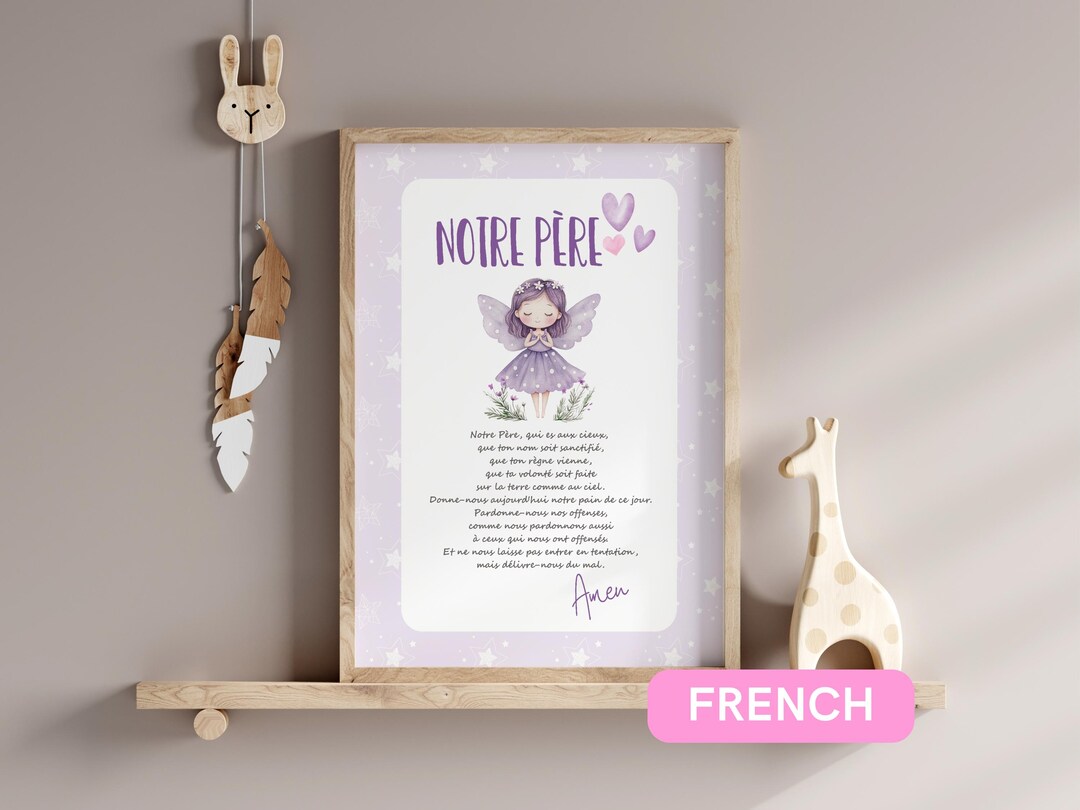 French the Lord's Prayer: Purple Fairy Christian Kids Decor (digital ...