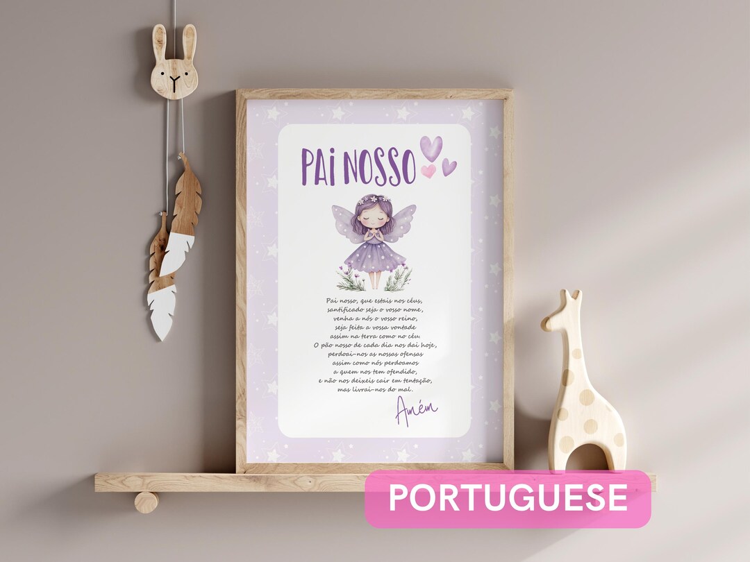 Portuguese the Lord's Prayer: Purple Fairy Christian Kids Decor ...