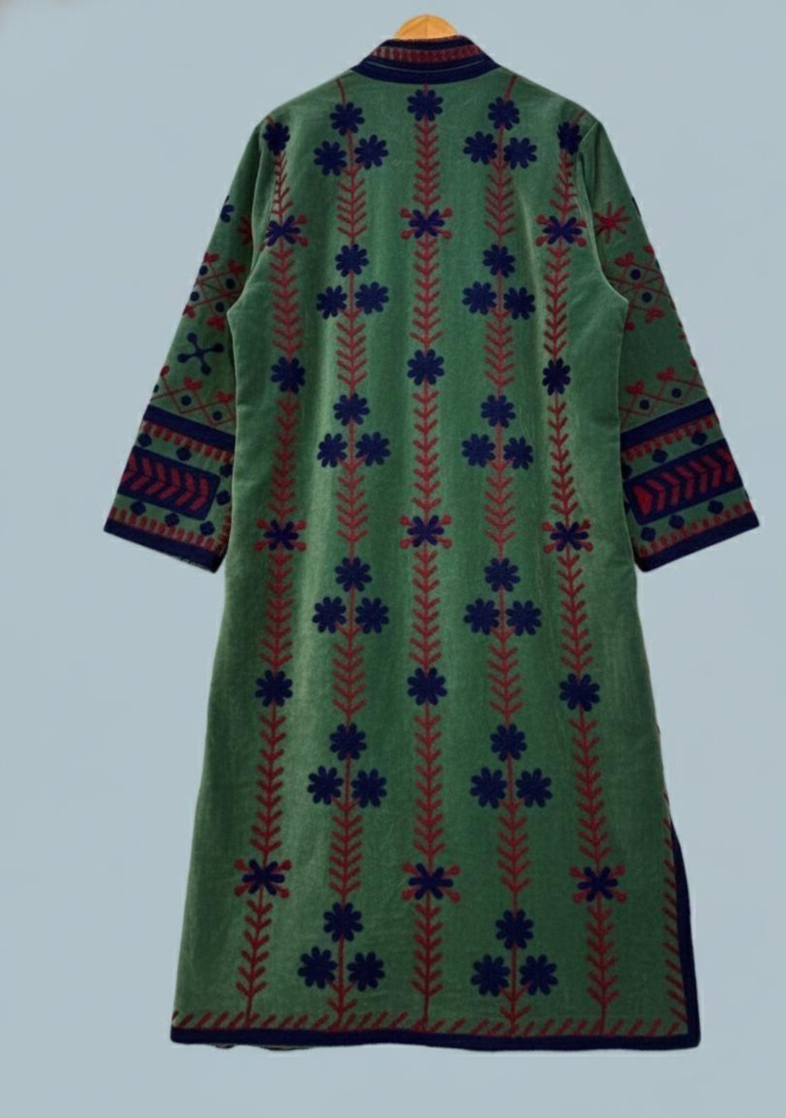 Vintage Hand-embroidered Velvet Coat, Boho Ethnic Long Jacket, Afghan ...