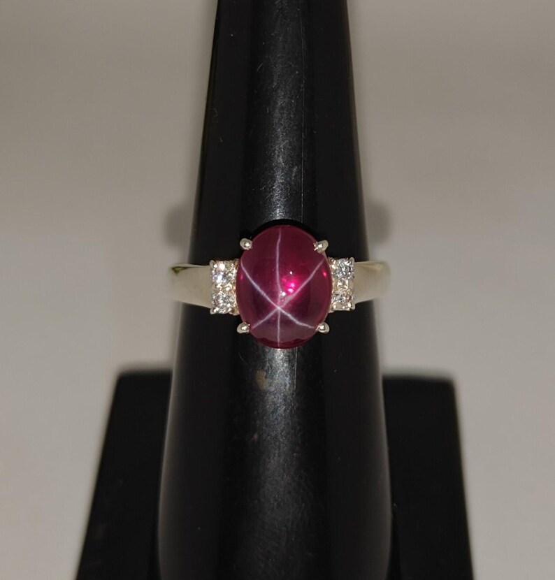 Red Star Ruby Ring, 925 Sterling Silver, 6 Ray Star Ruby Ring, Red ...