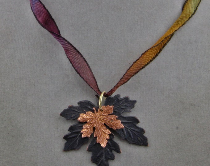 Boho Fall Leaves on Ribbon and Chain Necklace Art Jewelry OOAK - Etsy