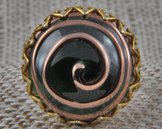 Handmade Ring spiral Path Brass Adjustable Art - Etsy