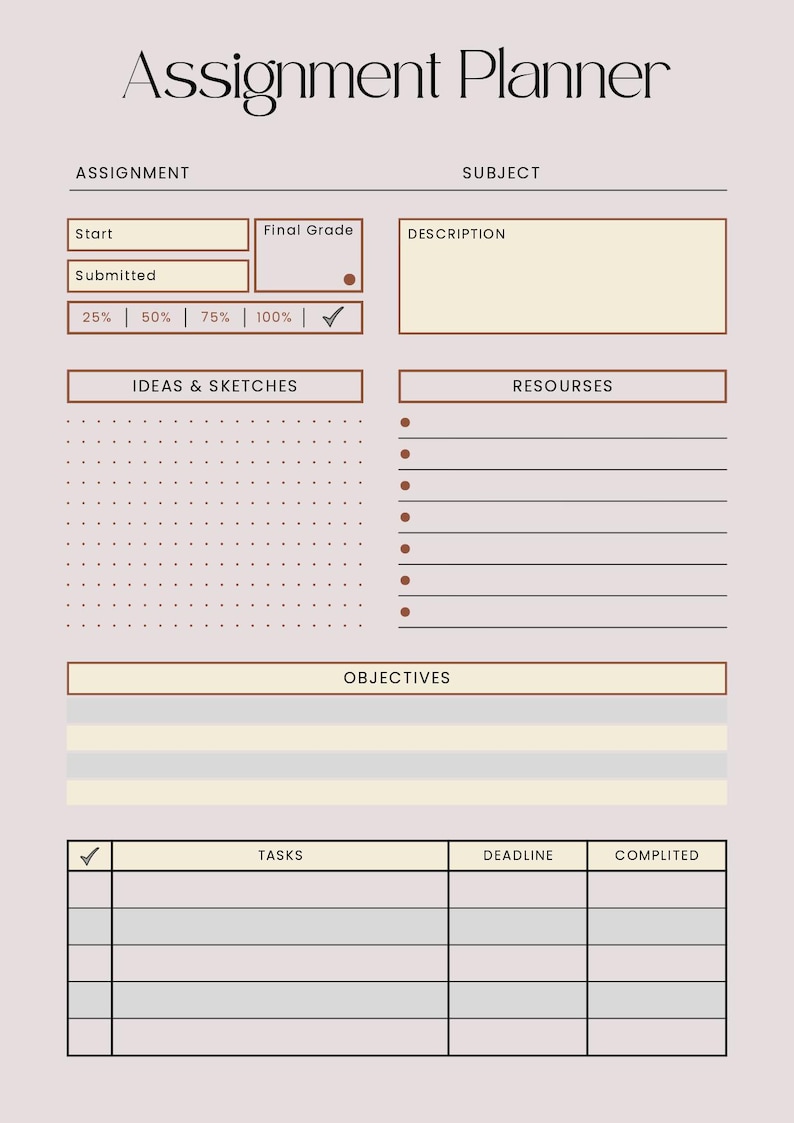 Assignment Planner Printable | Student Grade Tracker | Student Planner ...