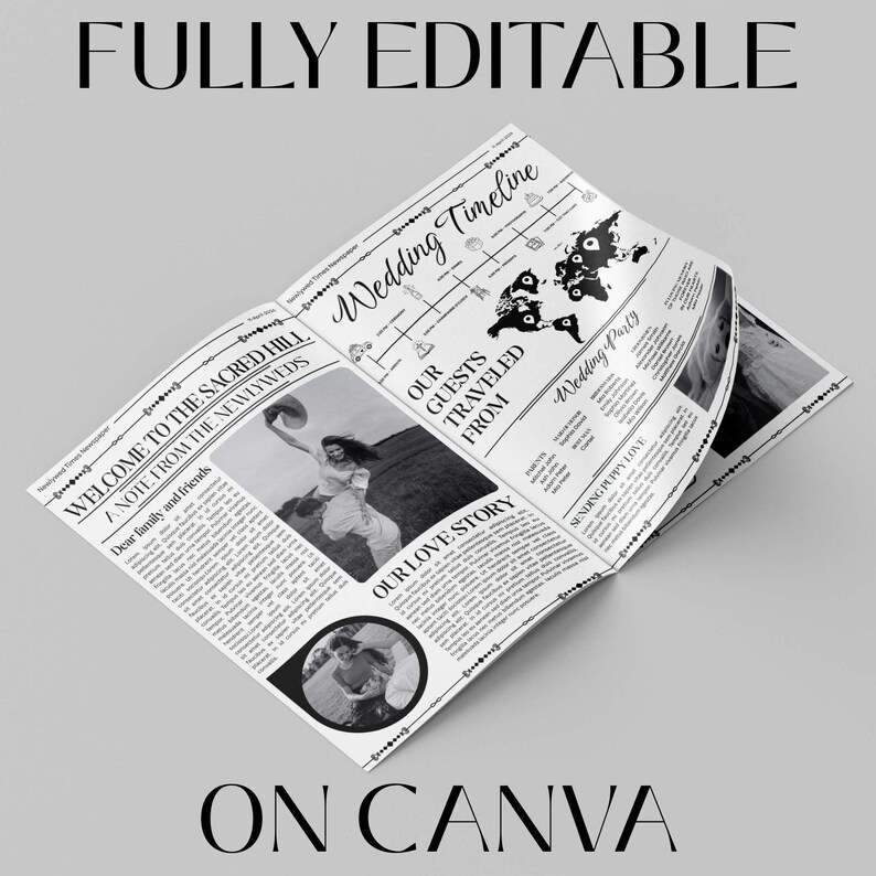 Wedding Newspaper Template | Custom Newsletter Template | Personalized ...