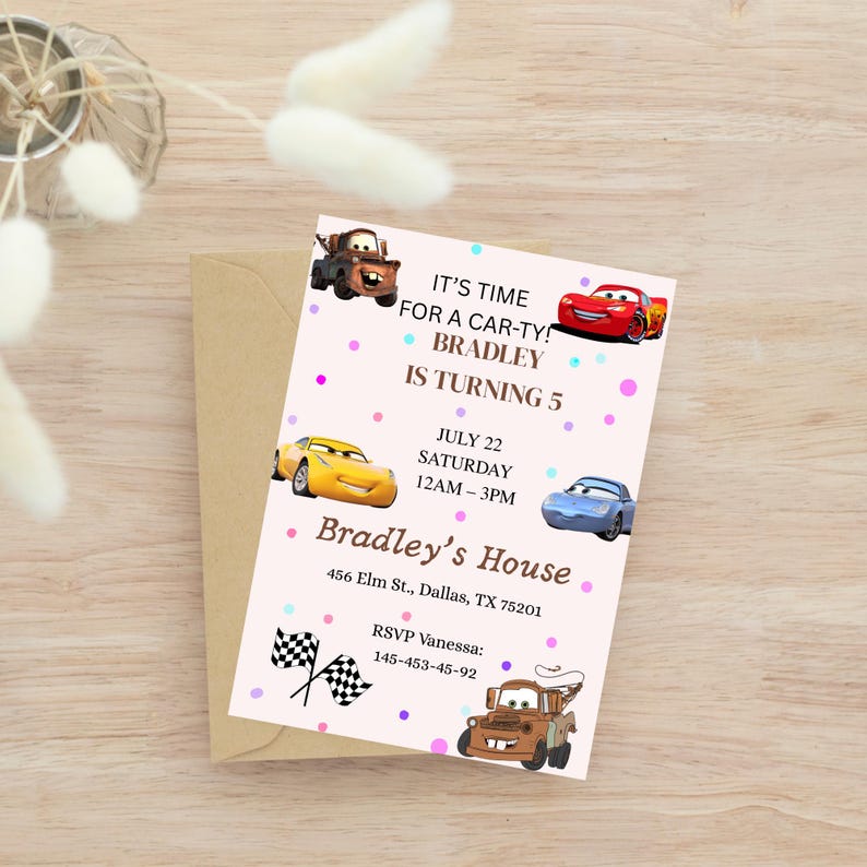 Cars Birthday Invitation | Lightning Mcqueen Party, Editable Template ...