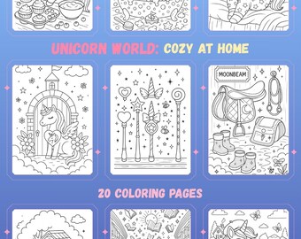 Unicorn World: Cozy at Home – Printable Unicorn Coloring Pages for Kids ...
