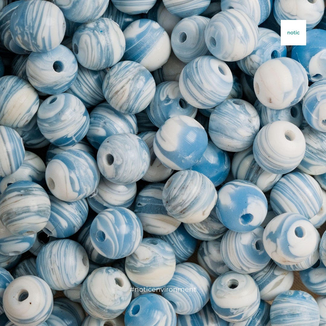 8 Mm X 100pcs Recycled Plastic Beads the Basic Grey Blue Color ...