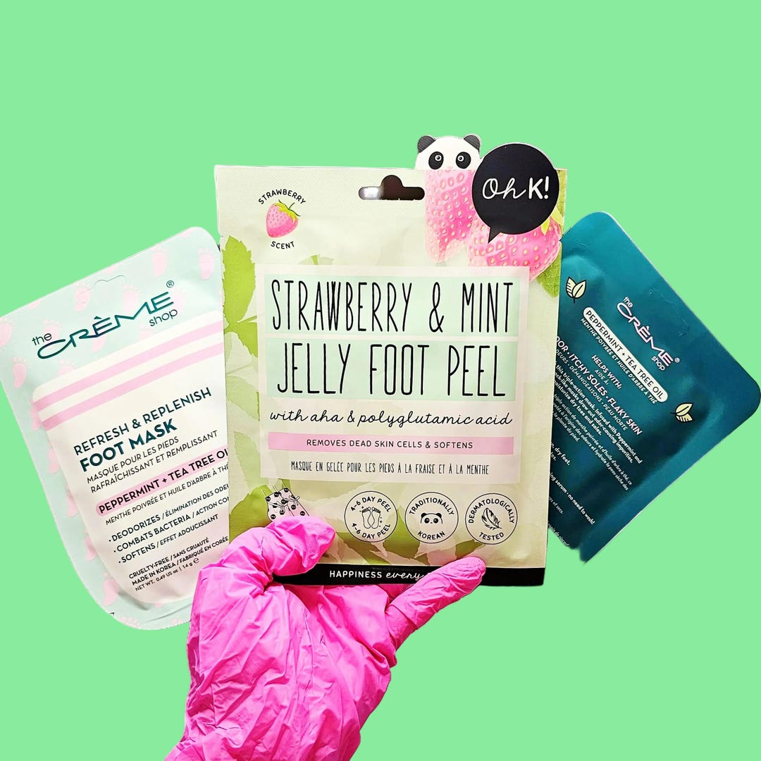 Strawberry Mint Jelly Foot Peel & Peppermint Tea Tree Foot Repair Masks ...