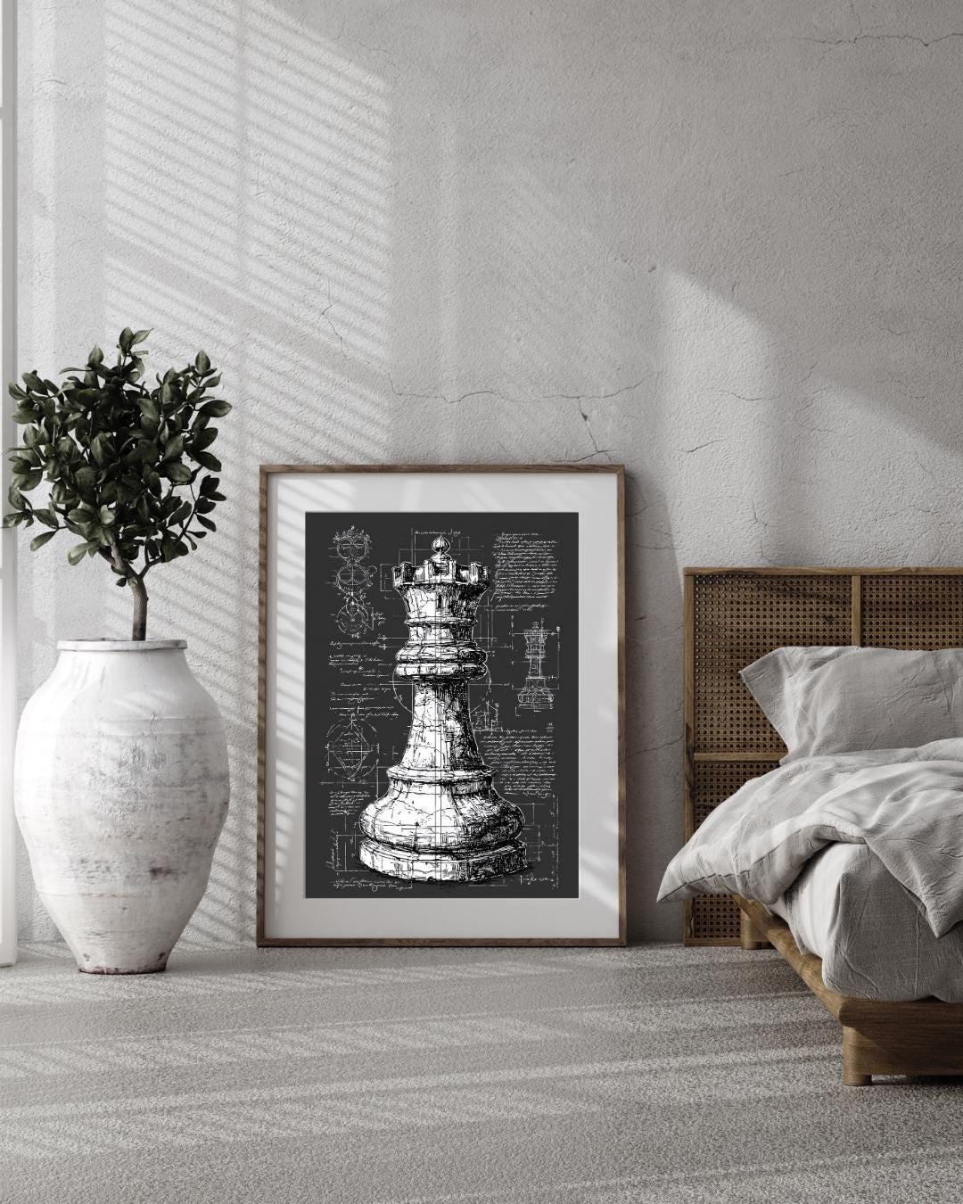 Chess Rook Blueprint Art | Da Vinci Style Vector Drawing | Black ...