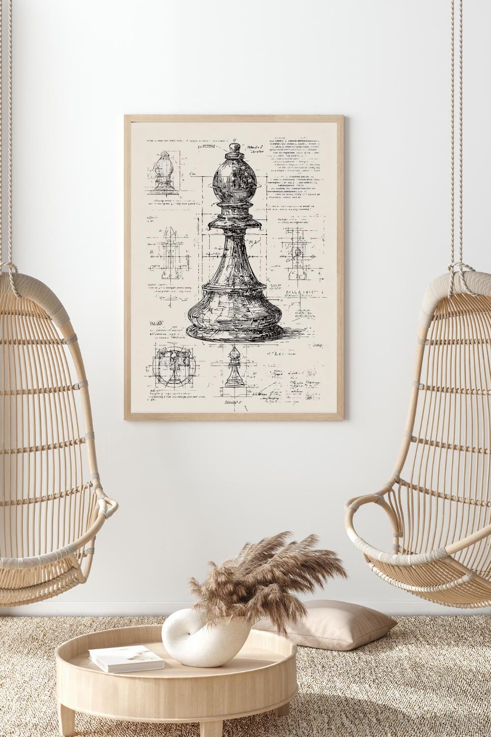 Chess Pawn Art | Da Vinci Style Vector Drawing | Black & White Pawn ...