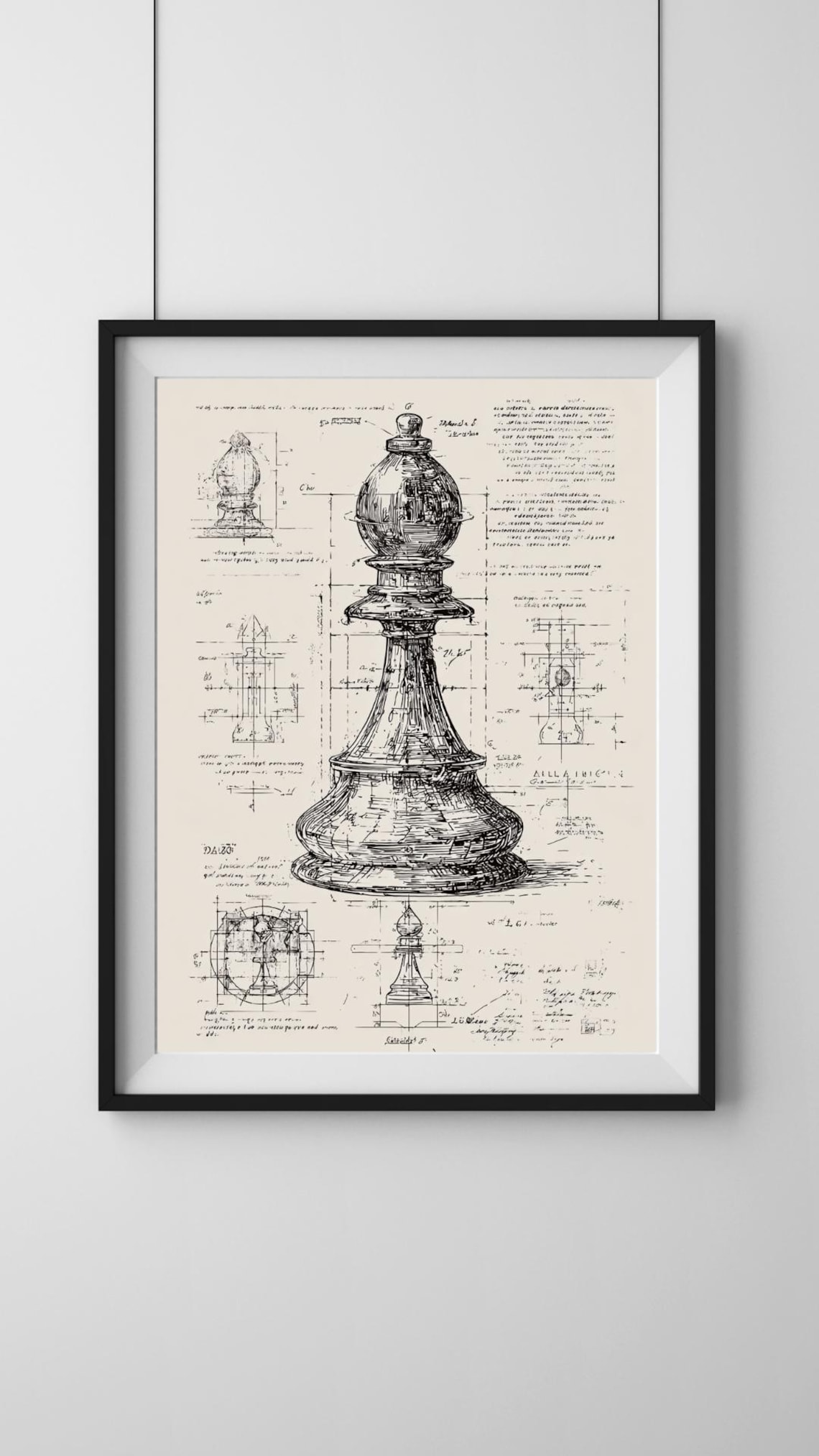 Chess Pawn Art | Da Vinci Style Vector Drawing | Black & White Pawn ...