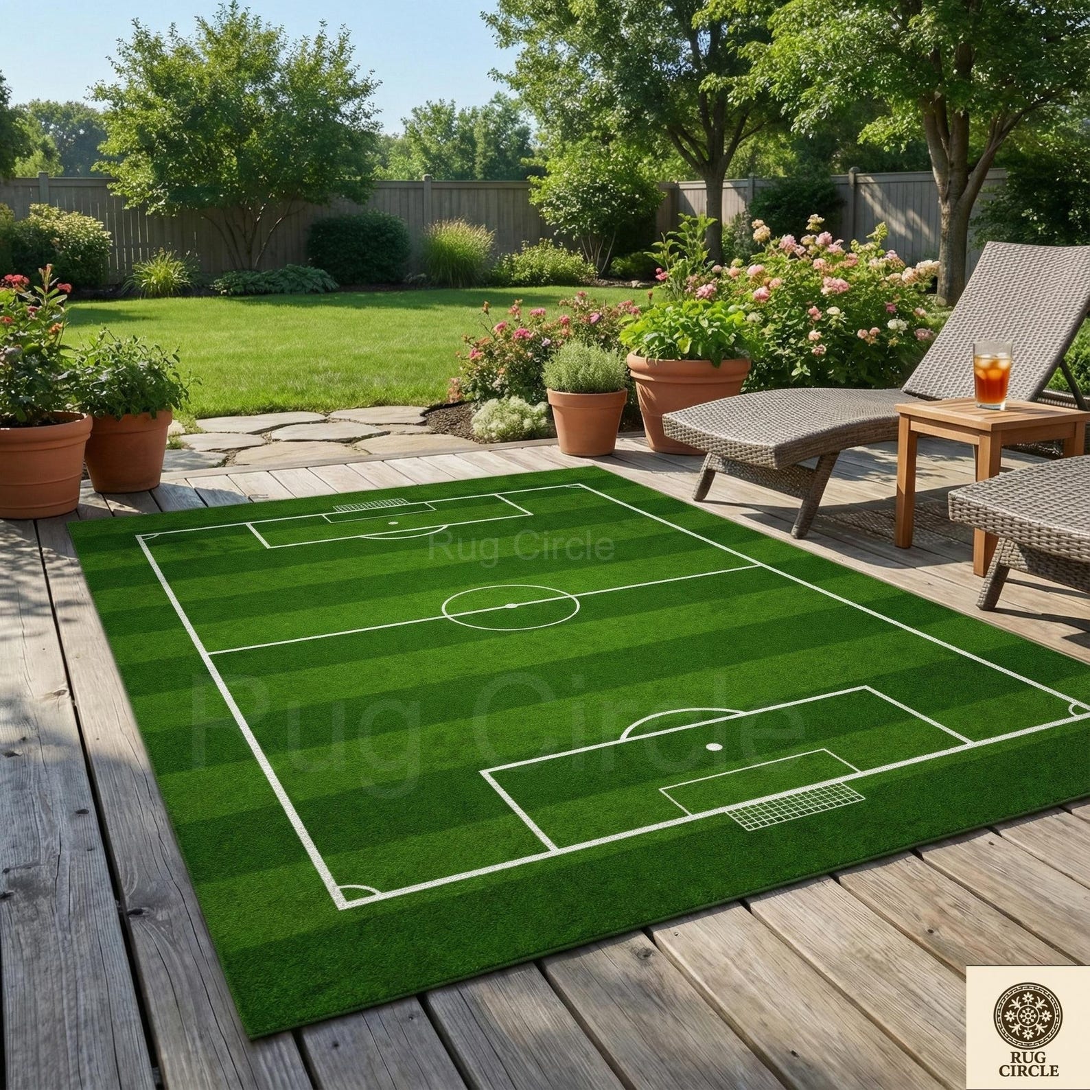 4x6 Hand-tufted Wool Kids Rug | 8x10 Football Field Sports Theme Carpet ...