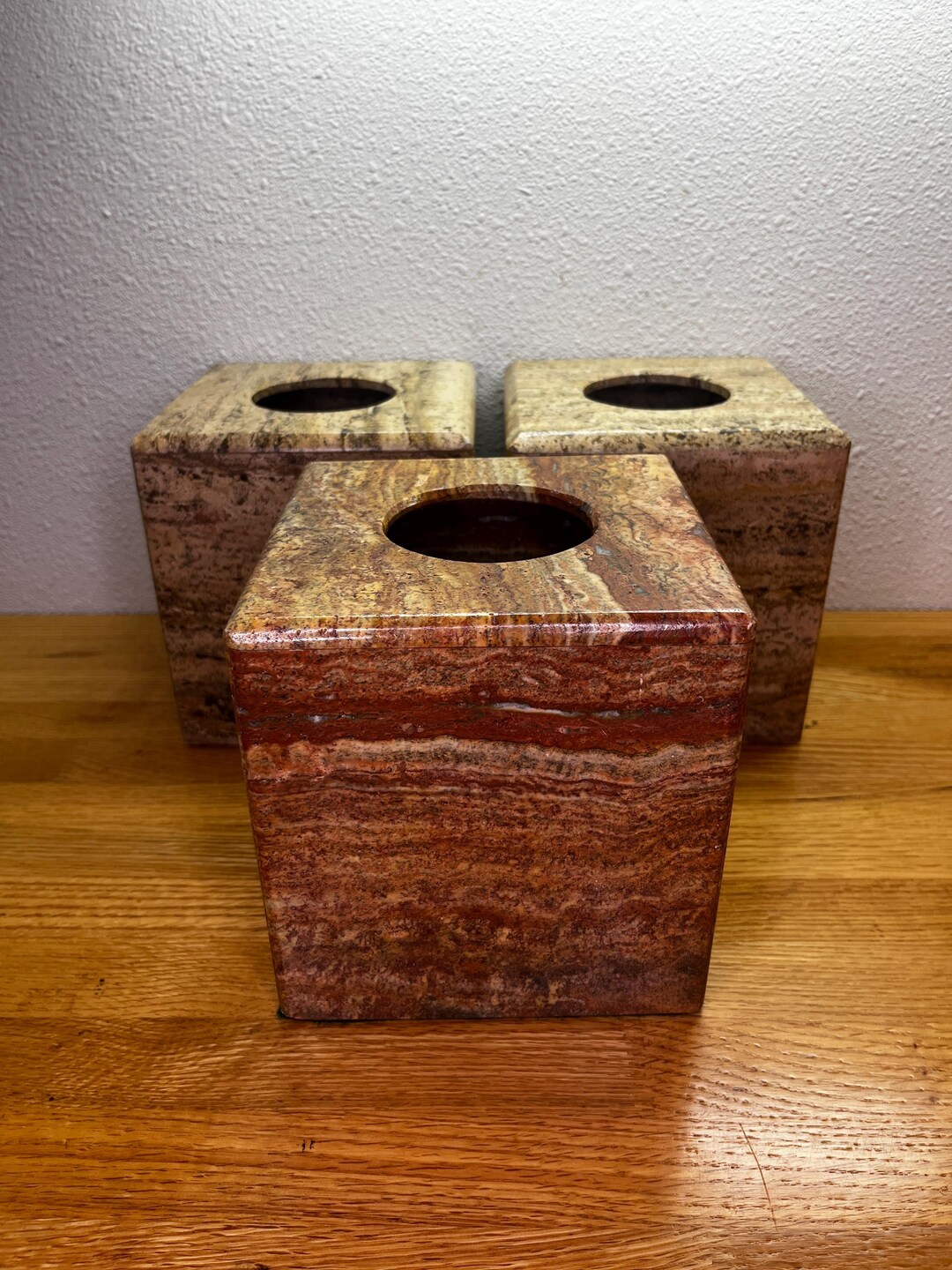 Vintage Waterstone Dark Travertine Tissue Box Cover | Handcrafted Stone ...