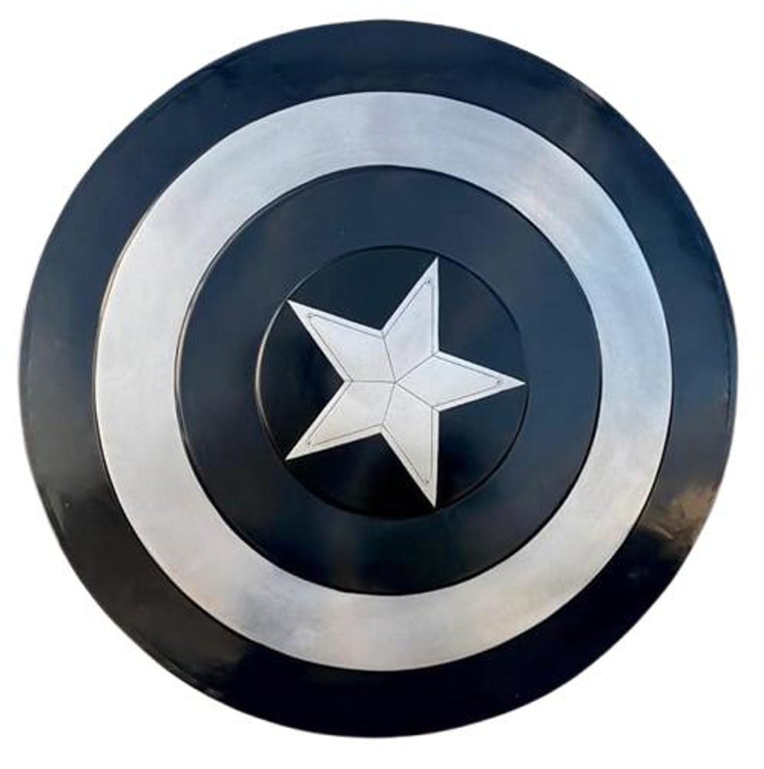Black and Silver Captain America Shield Full Metal Replica Cosplay LARP ...