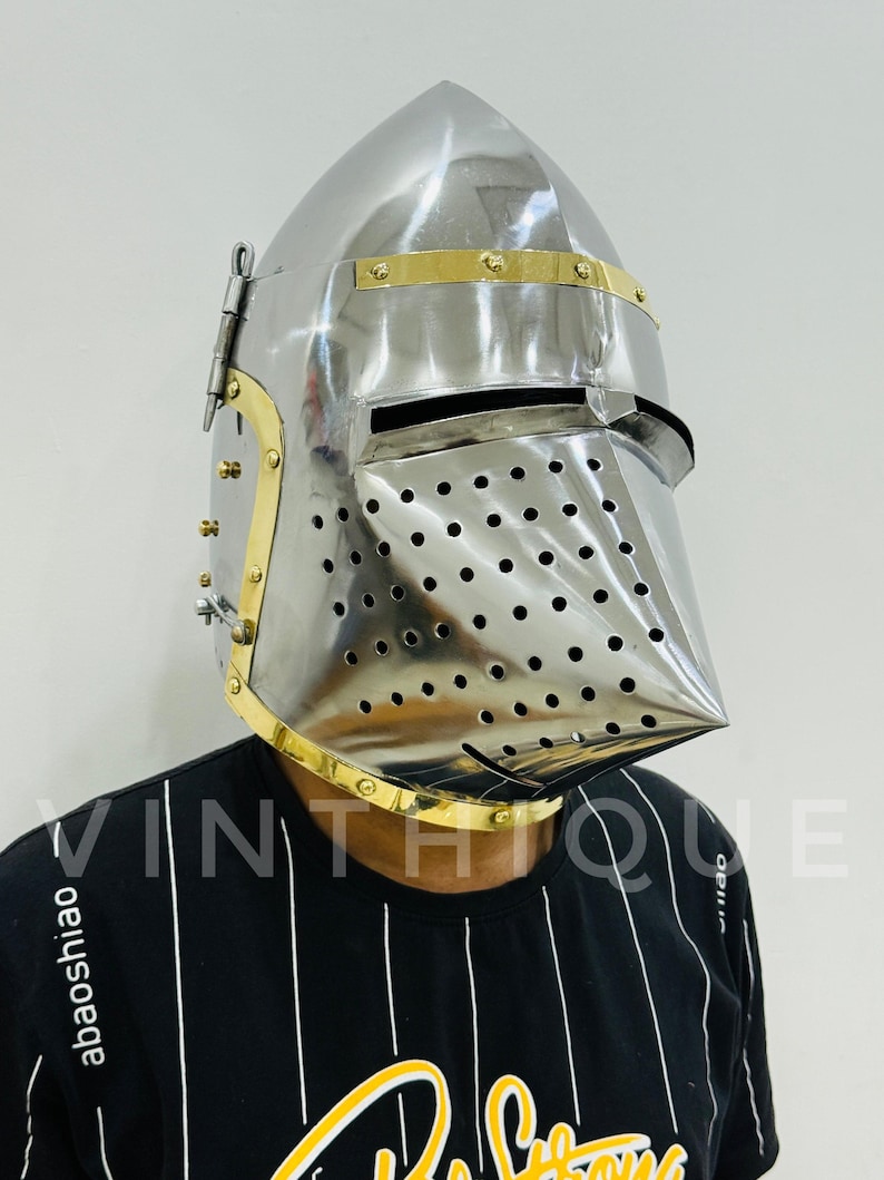 Medieval Pig Faced Bascinet Helmet Handmade 18-gauge Steel Knight ...