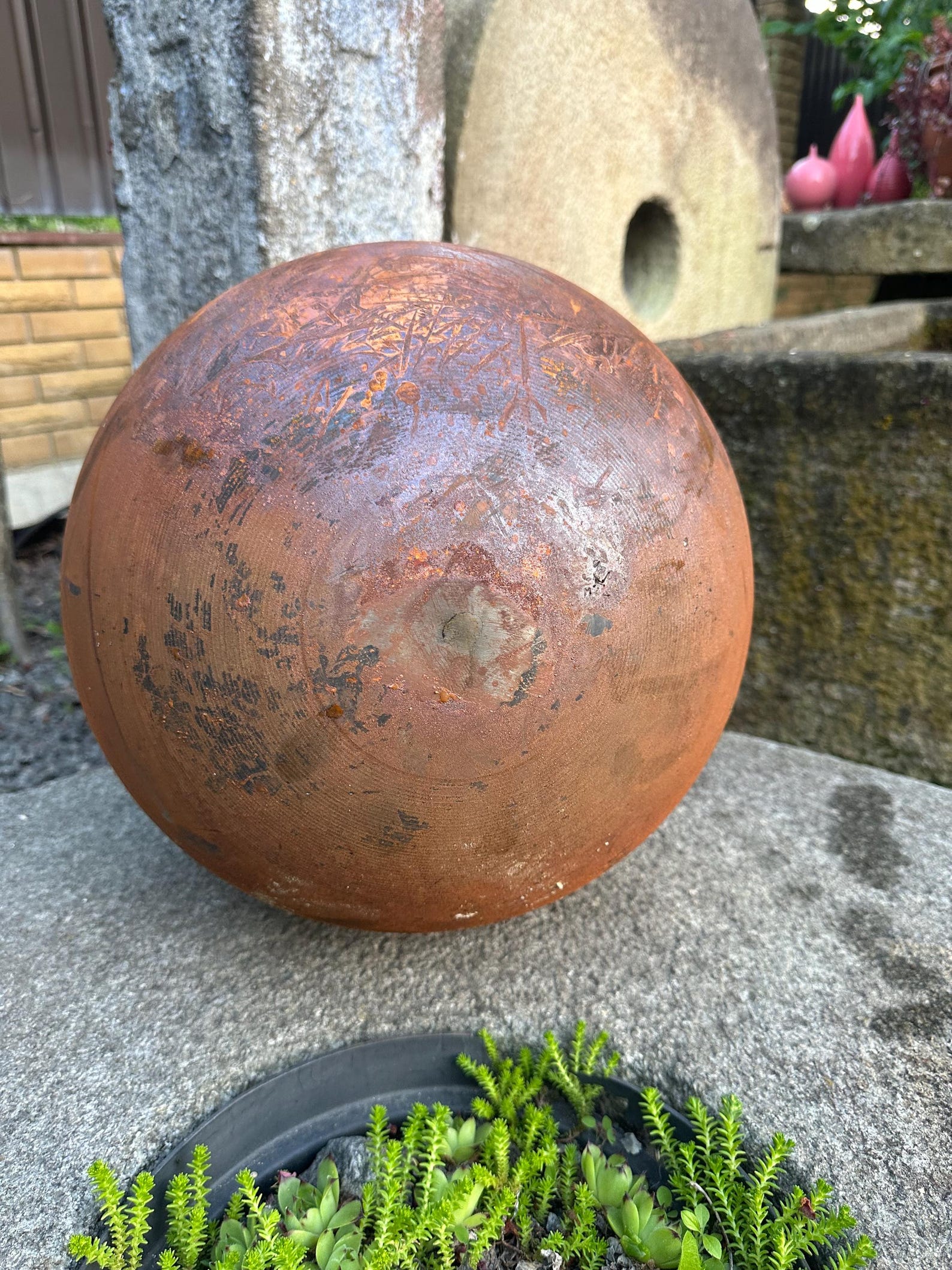 14" Rusty Corten Steel Garden Sphere: Weathered Metal Yard Art - Etsy