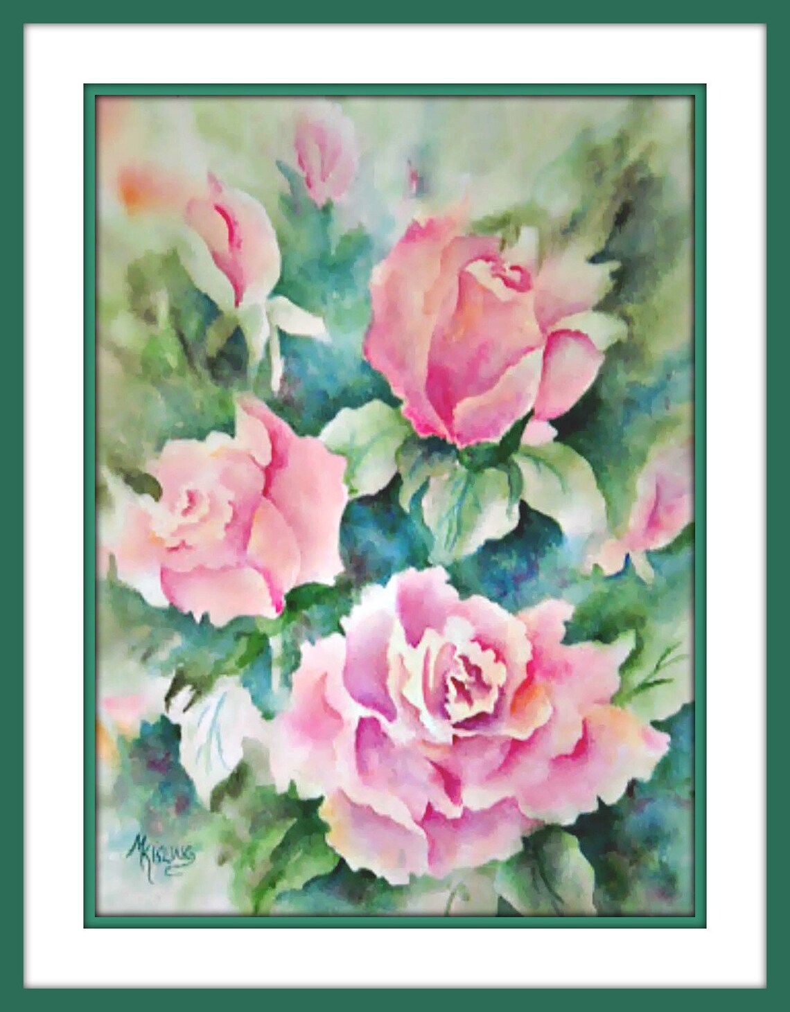 Pink Roses Watercolor, Rose Art, Pink, Flowers, Original Art, Martha ...