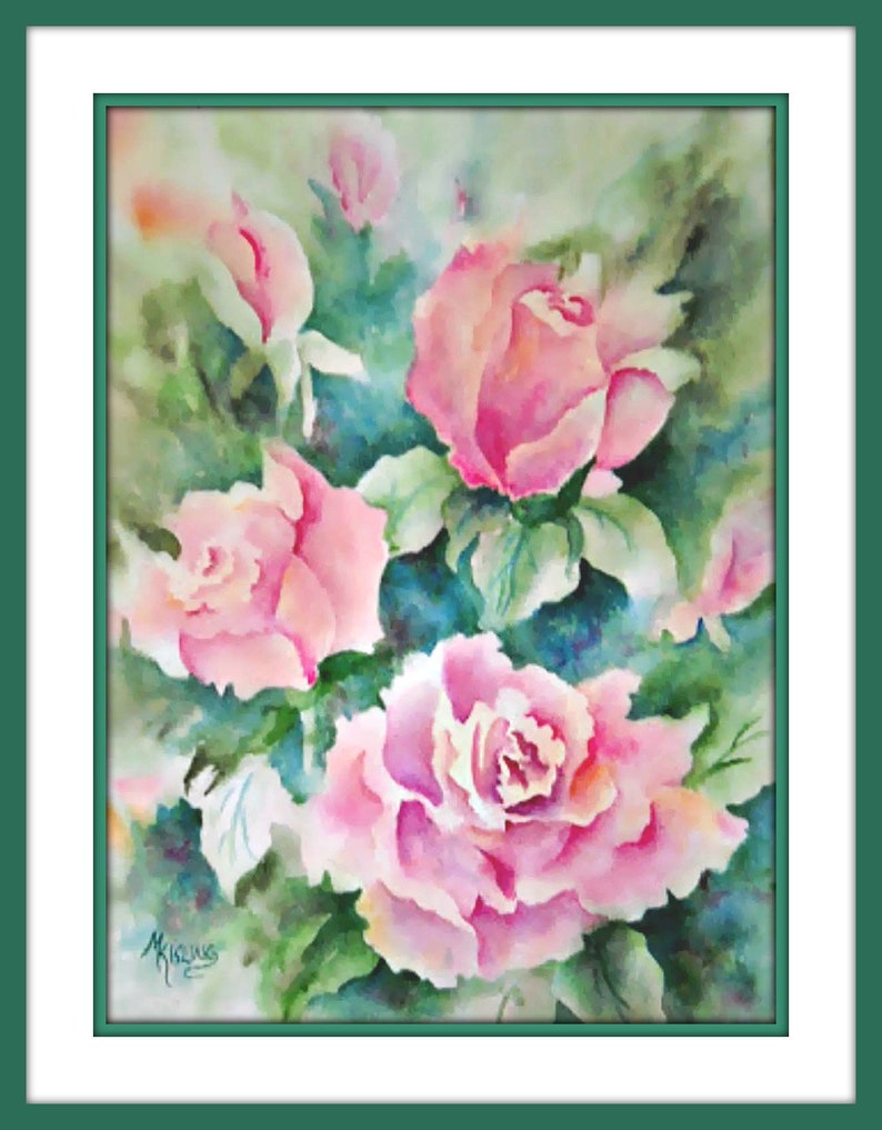 Pink Roses Watercolor, Rose Art, Pink, Flowers, Original Art, Martha ...
