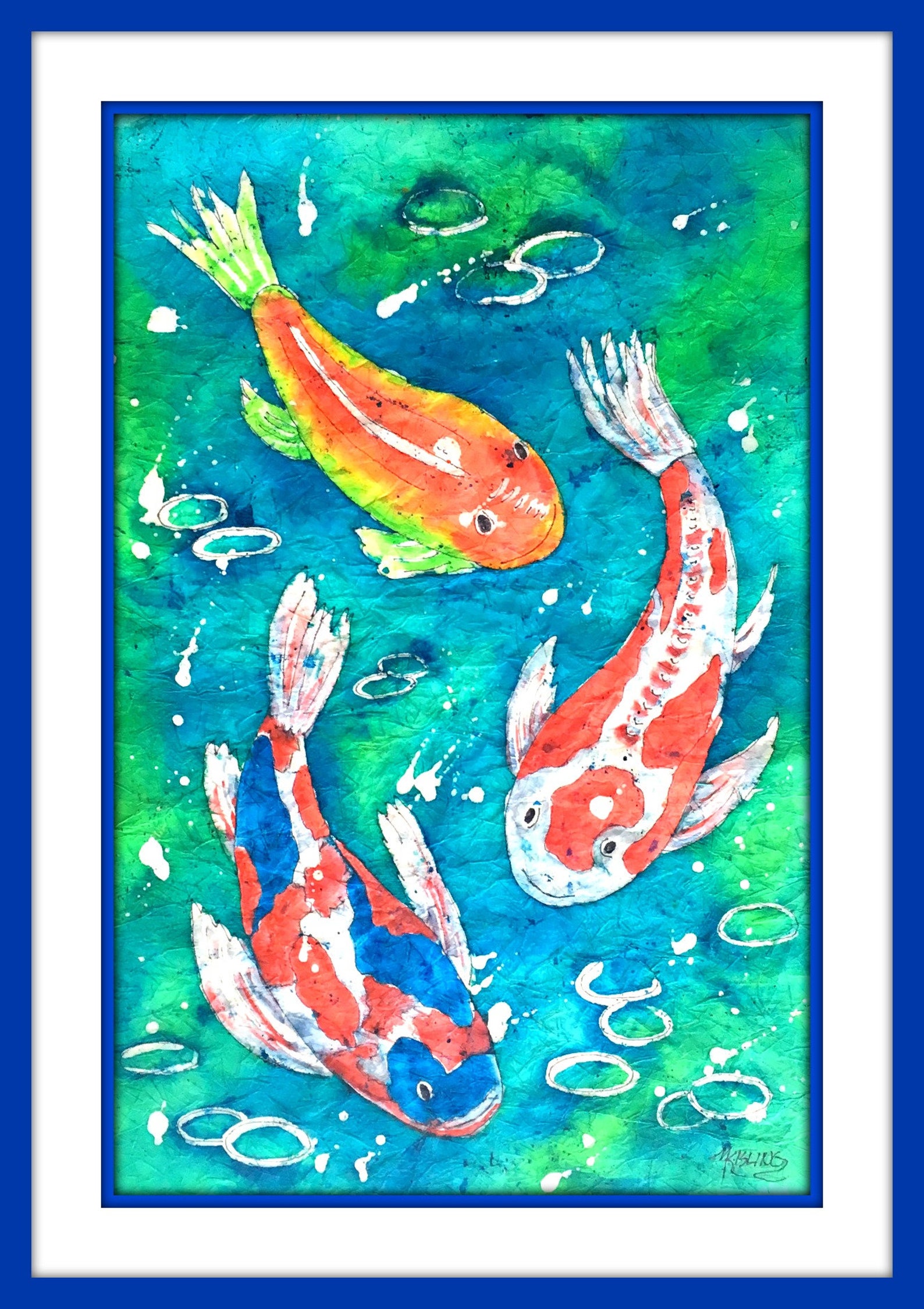 Batik Koi Watercolor Koi Watercolor Batik Koi Pond Batik - Etsy
