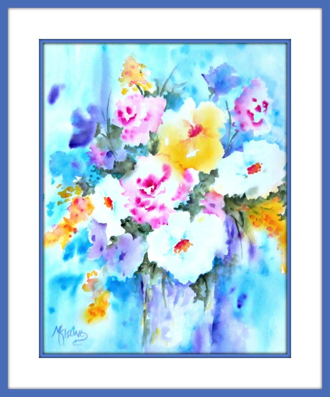 Soft Pastel Watercolor, Spring Bouquet, Floral Decor, Summer Flowers ...