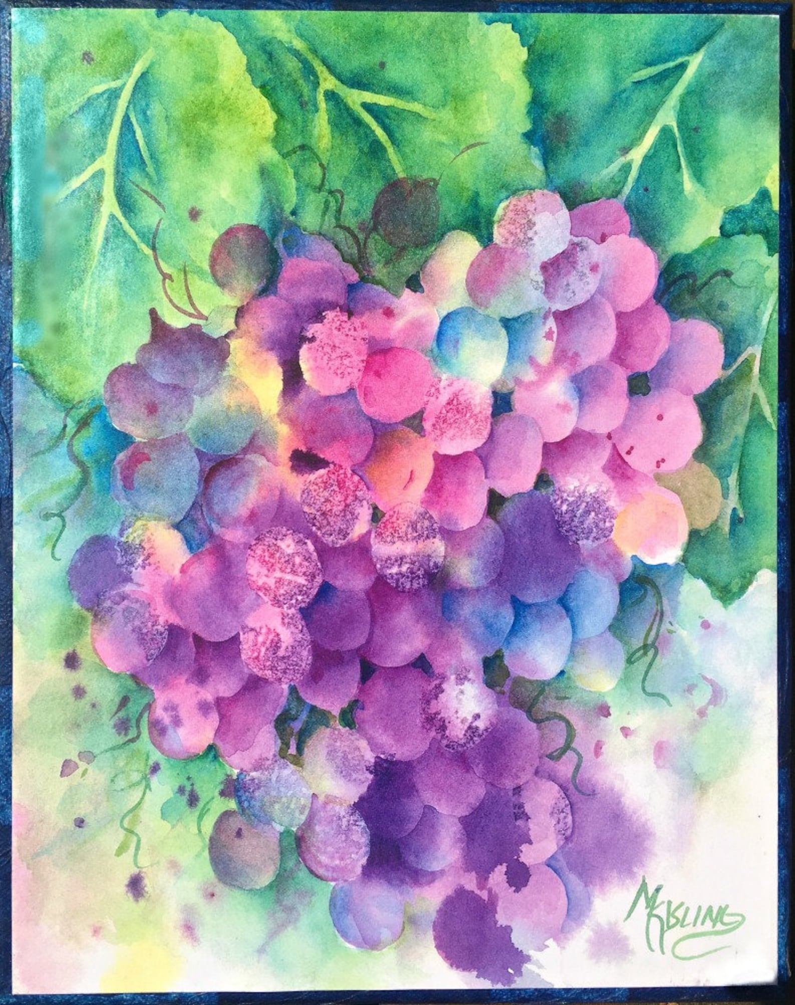 Grape Painting, Watercolor on Canvas, Grapes, Watercolor Easel ...