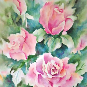Pink Roses Watercolor, Rose Art, Pink, Flowers, Original Art, Martha ...