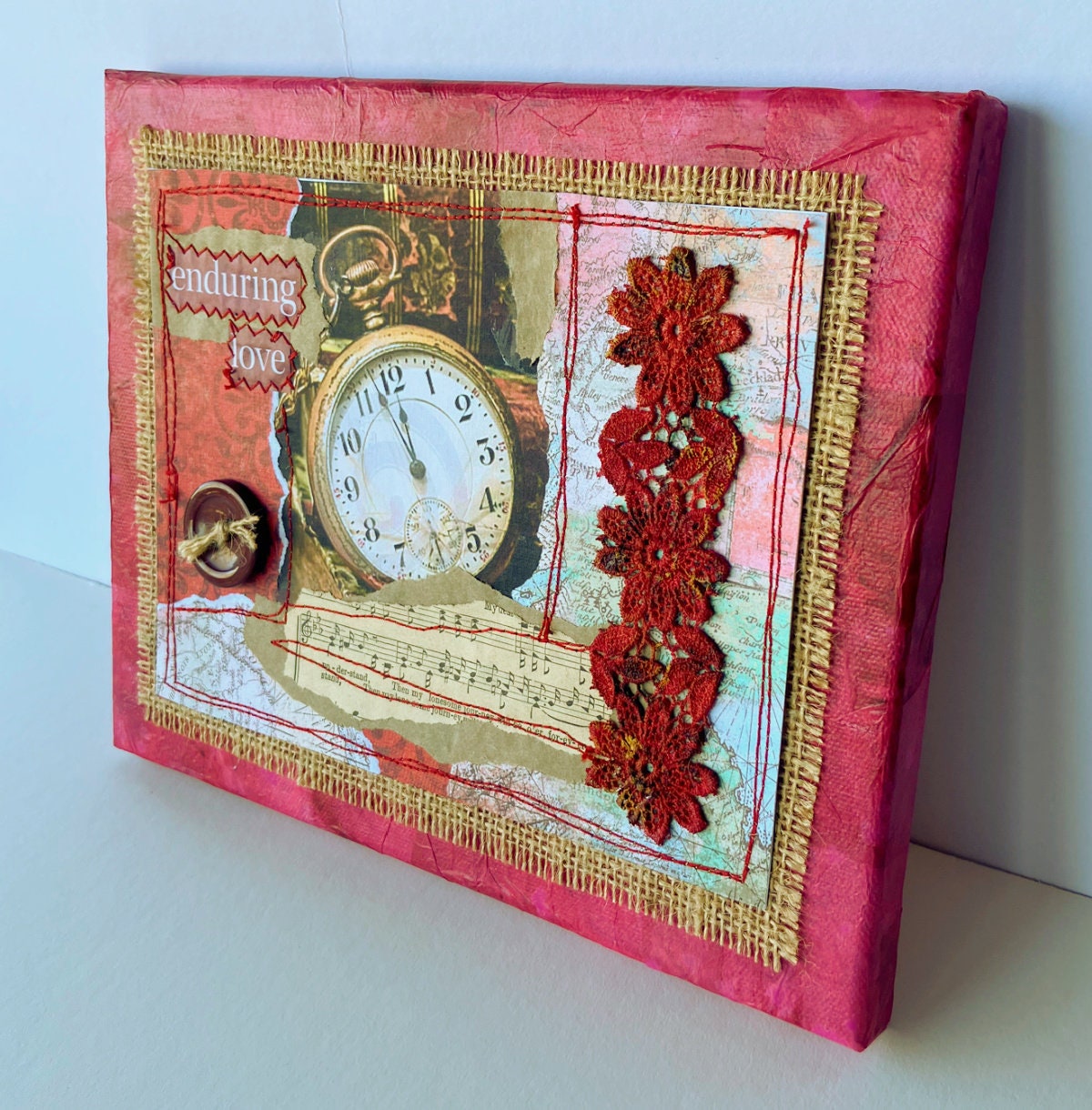 Old Watch, Collage, Enduring, Love, Old Music, Stitching, Flowers ...