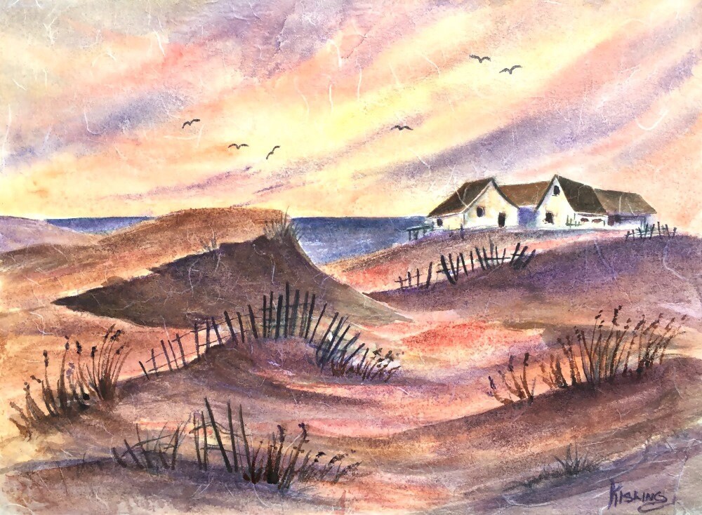 Watercolor Collage Beach Dunes Pastel Colors - Martha Kisling Original ...
