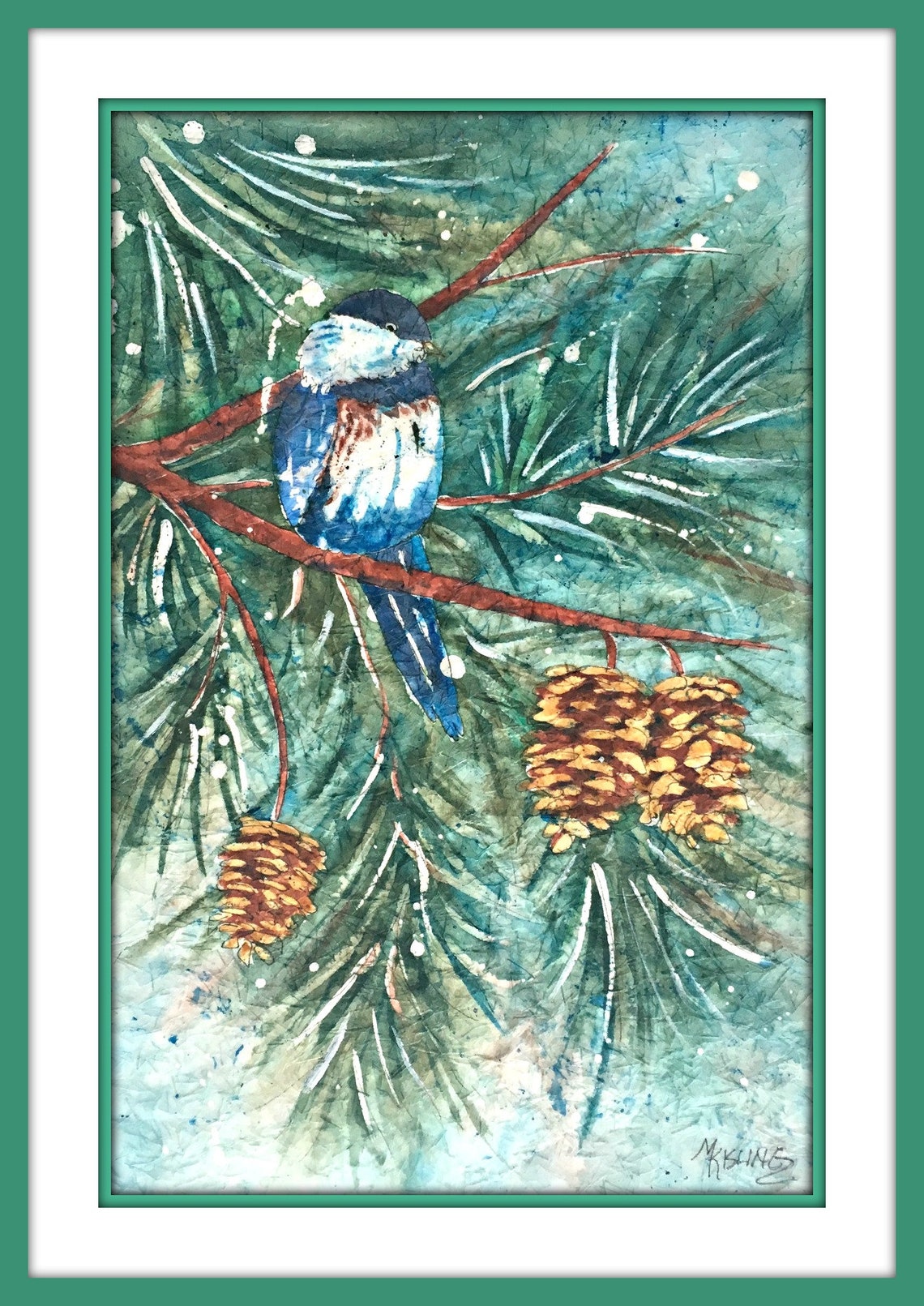 Batik Bird, Watercolor Bird, Watercolor Batik,chicadee, Batik Art ...