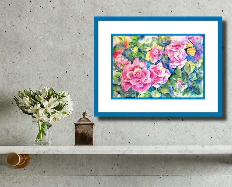 Roses Watercolor, Collage Roses, Butterflies, Mixed Media Roses ...