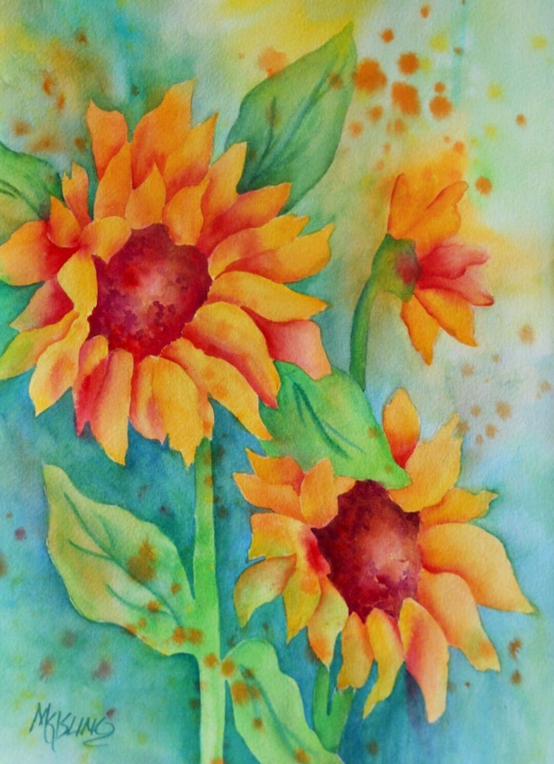 Sunflower Watercolor, Watercolor Flowers, Sunflower Decor, Floral Art ...