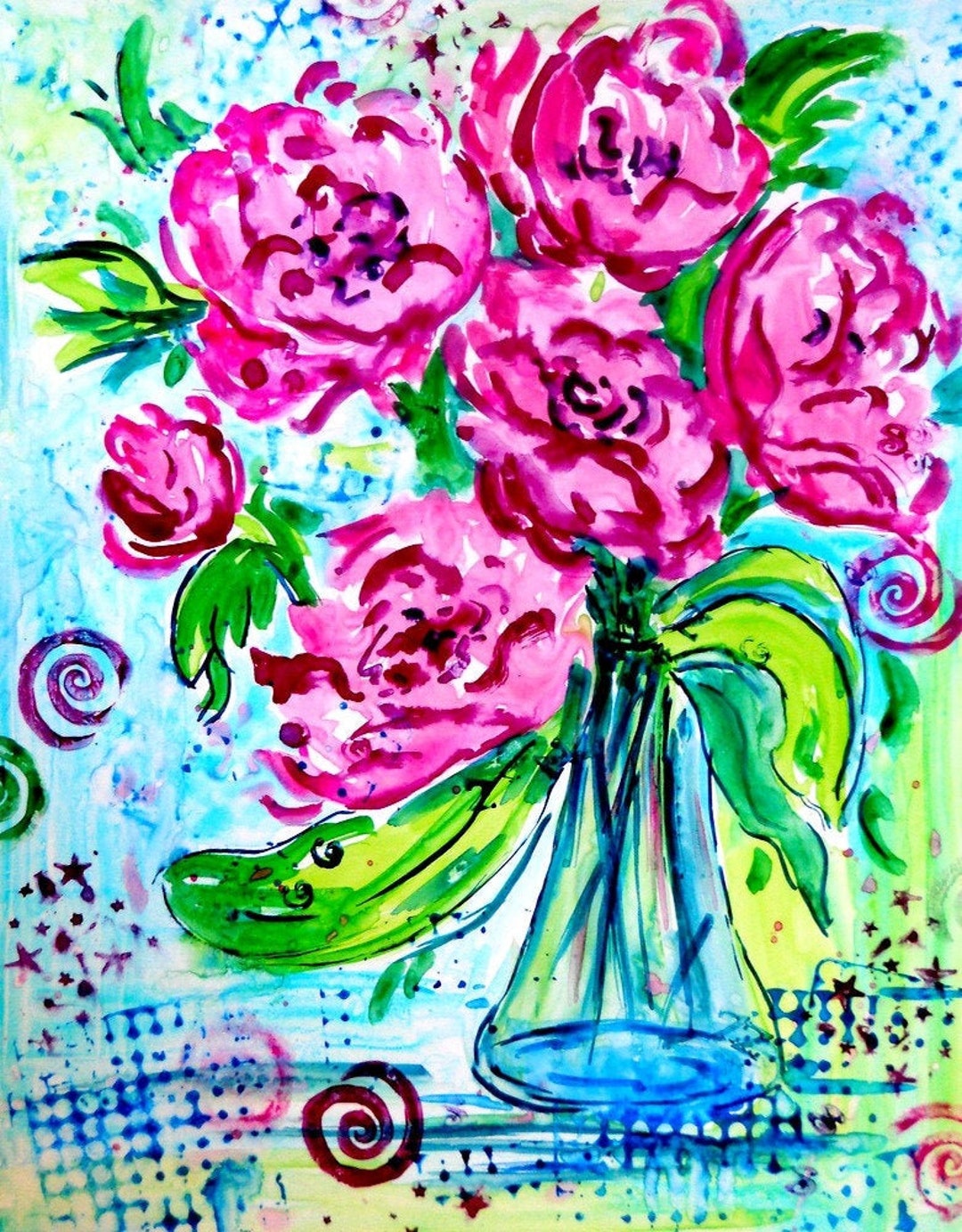 Roses Watercolor, Watercolor Yupo, Pink Roses, Watercolor Stamping ...