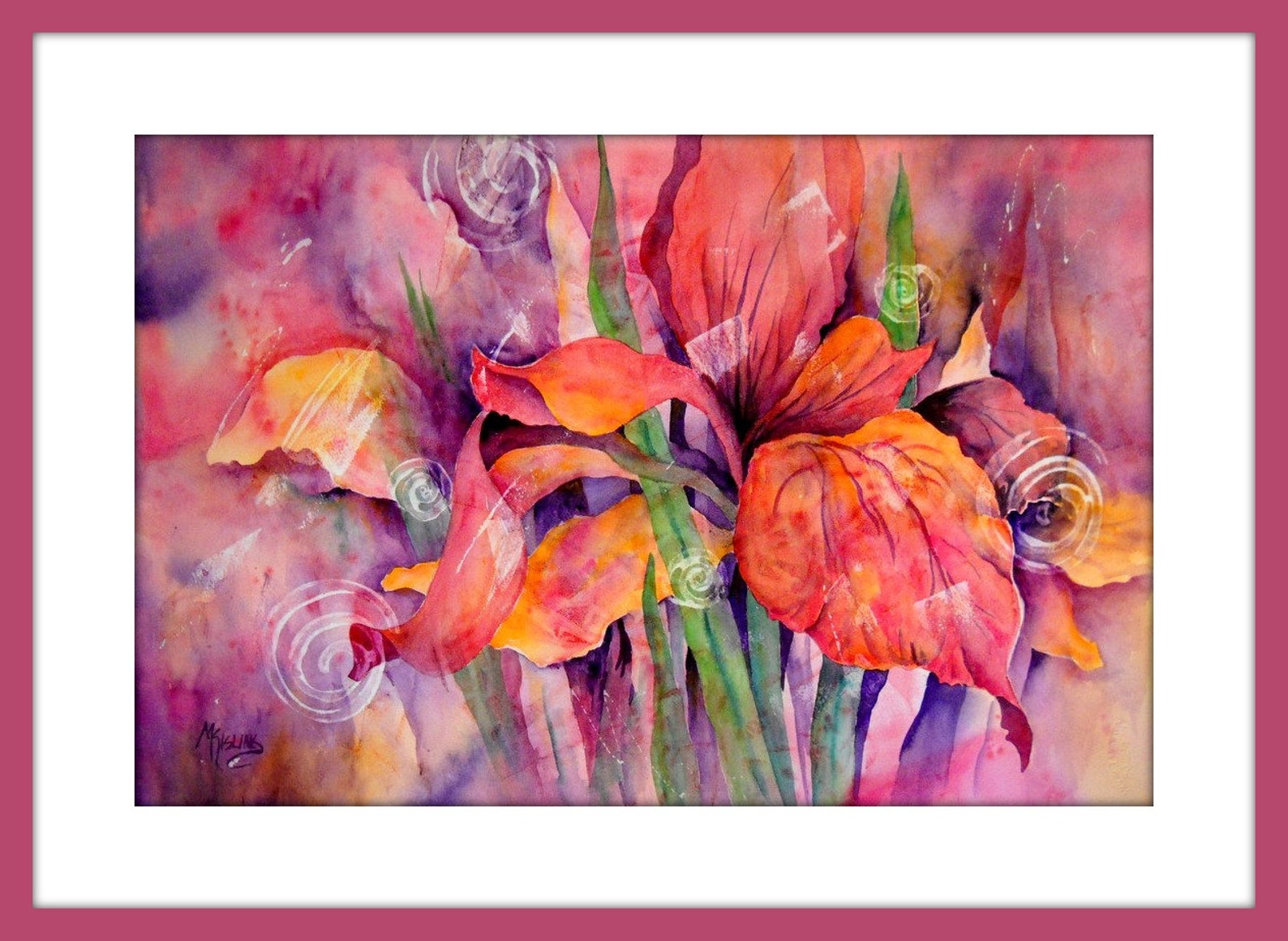 Abstract Iris, Iris Watercolor, Wild Iris Pink - Original Painting - Etsy