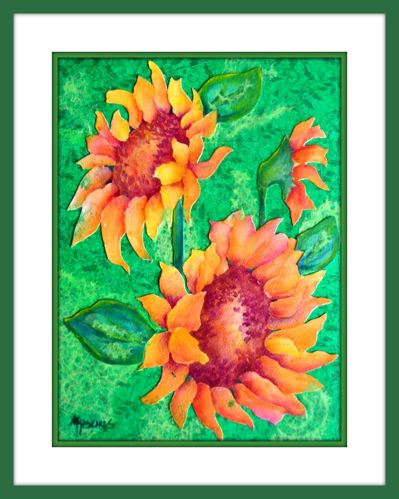 Mixed Media Sunflowers, Sunflower Collage, Sunflower Decor, Sunflower ...