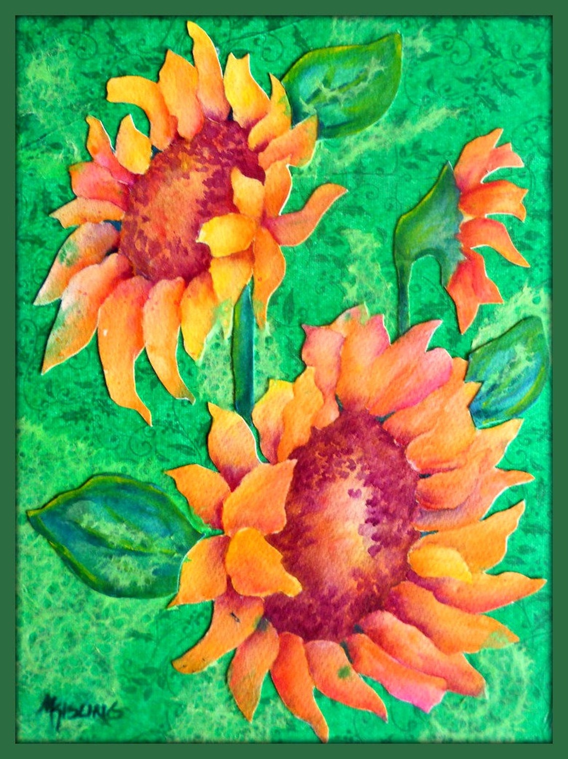 Mixed Media Sunflowers, Sunflower Collage, Sunflower Decor, Sunflower ...