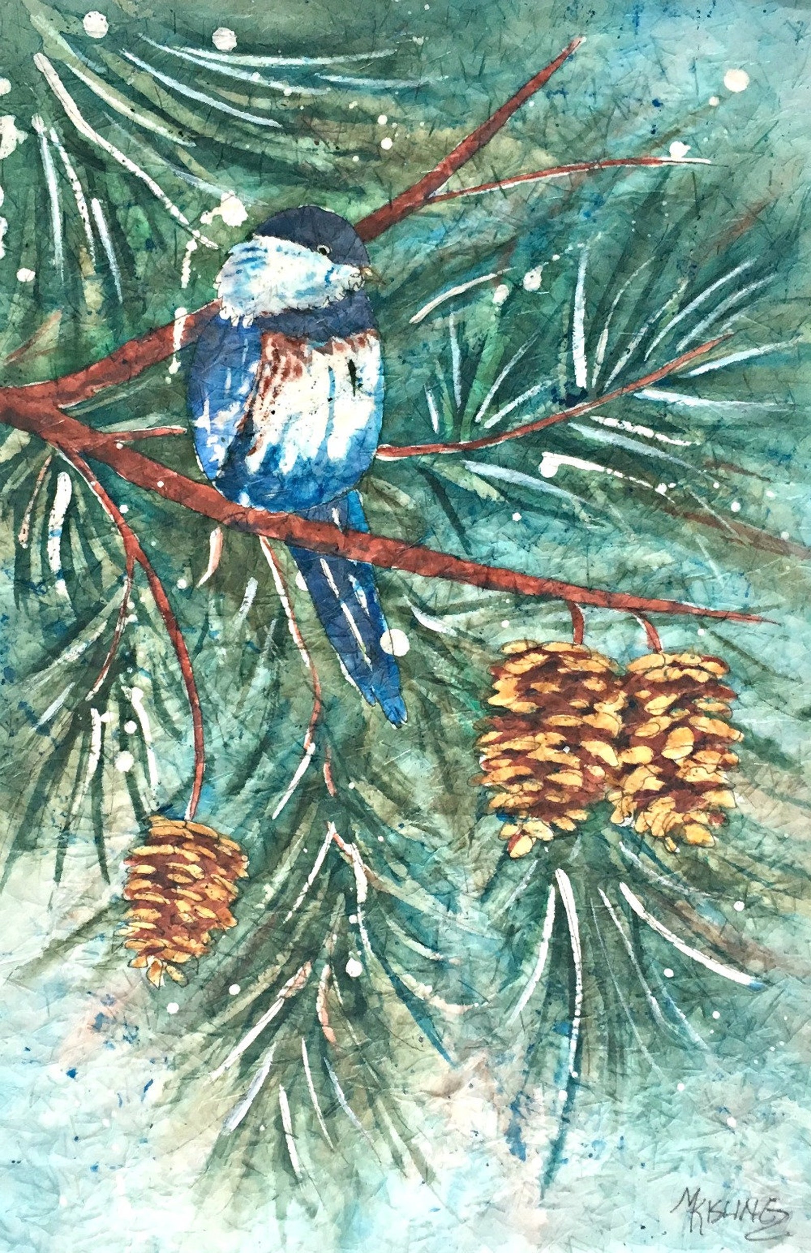 Batik Bird, Watercolor Bird, Watercolor Batik,chicadee, Batik Art ...
